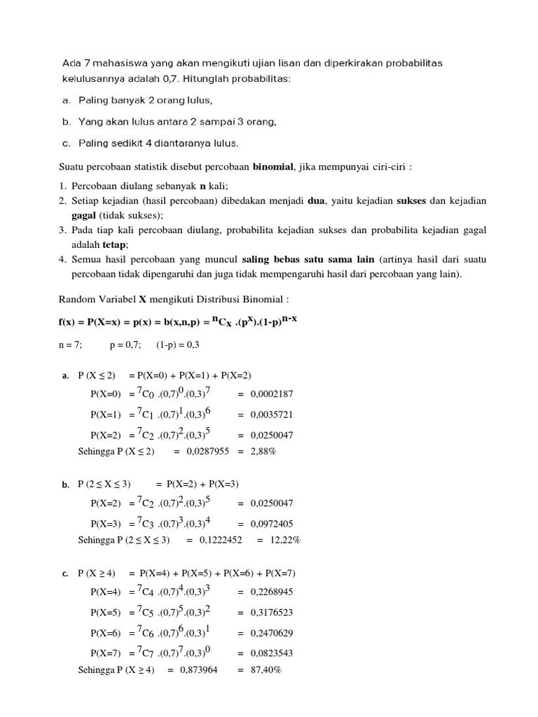 @4 Contoh Soal Dan Pembahasan Tentang Distribusi Binomial PDF | PDF | Metode & Bahan Ajar
