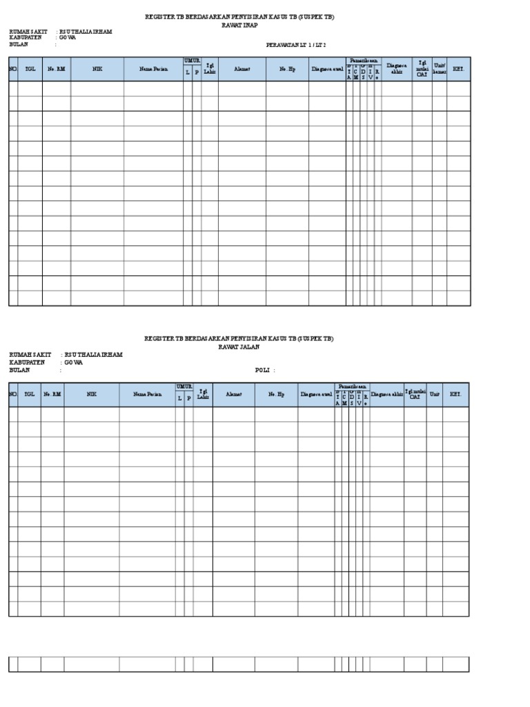 Register Suspek TB Rs Thalia Fix | PDF