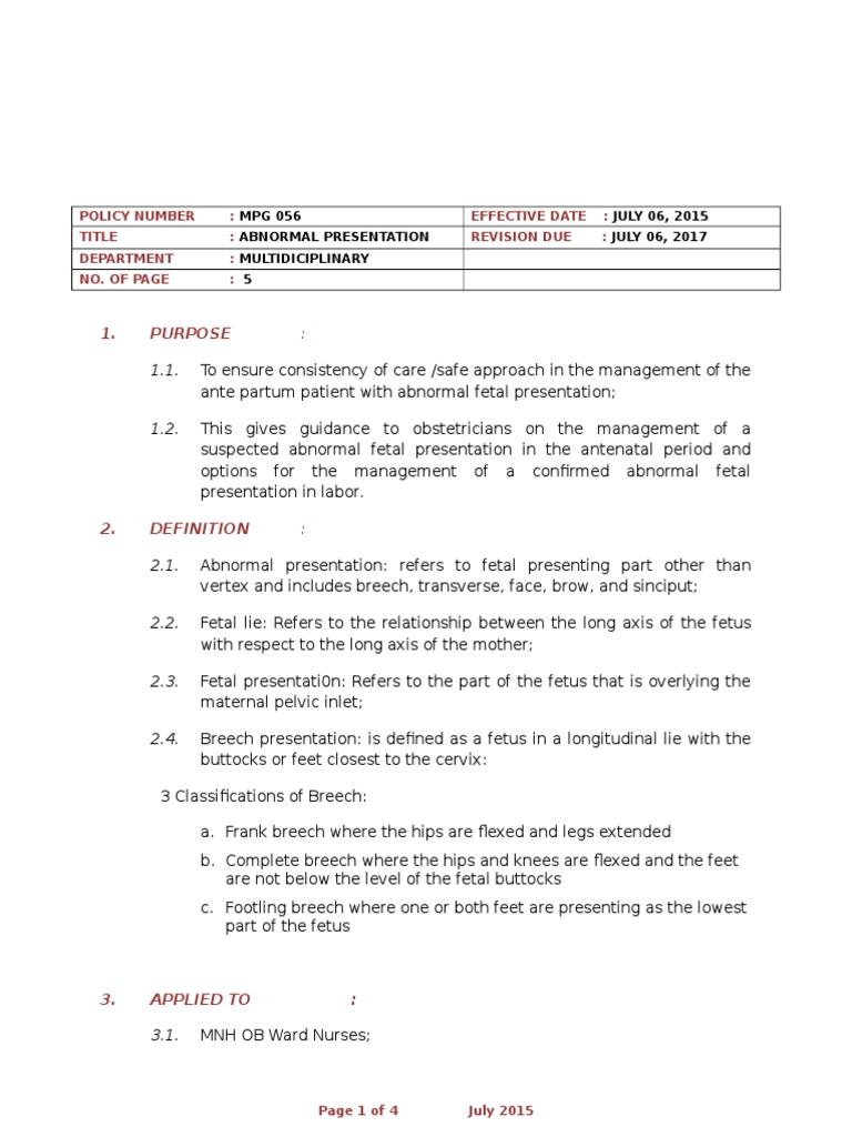 Abnormal Presentation (Ok) | Download Free PDF | Caesarean Section ...