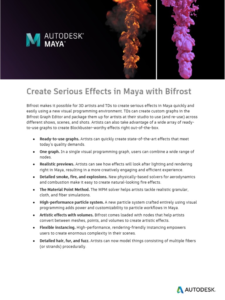 Maya Bifrost Overview Sheet | PDF | Smoke | Autodesk Maya