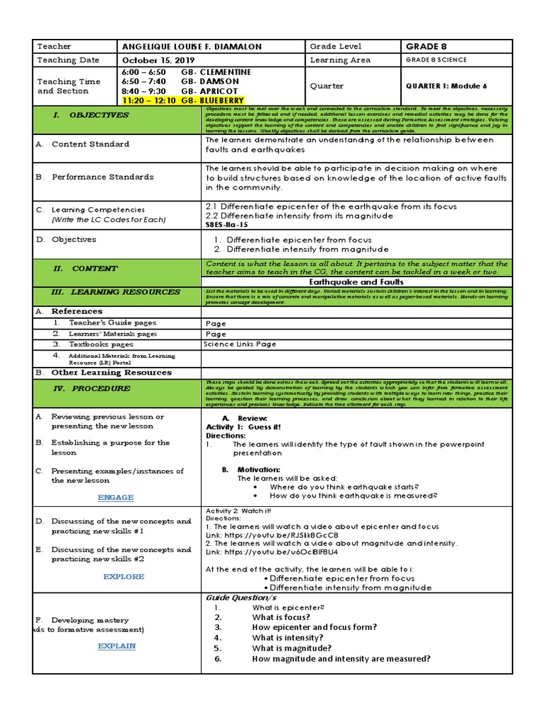 Differentiating Epicenter and Focus | PDF | Earthquakes | Learning