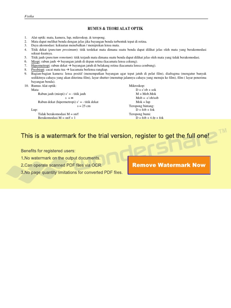 Rumus Alat Optik | PDF
