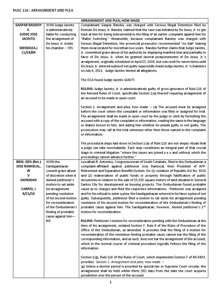 Arraignment and Plea | Download Free PDF | Plea | Arraignment