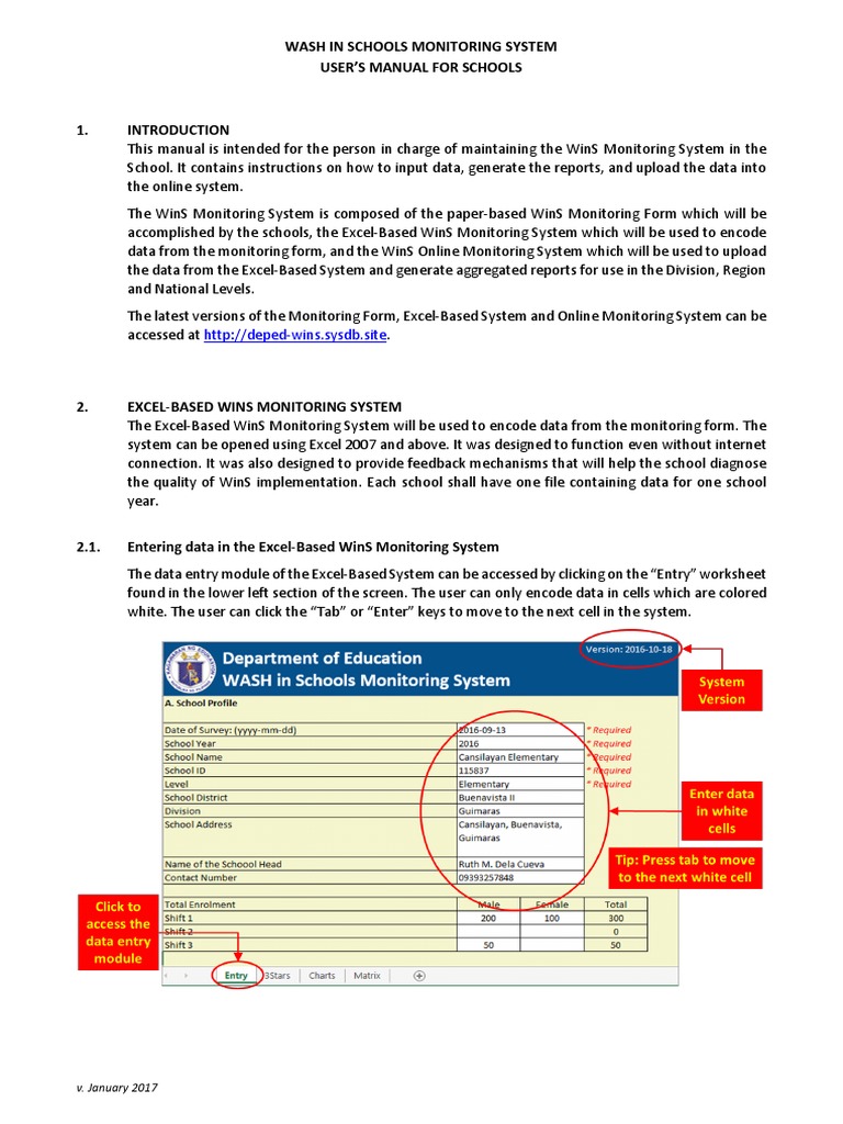 Wins Monitoring System - Users Manual For Schools | PDF | Login ...