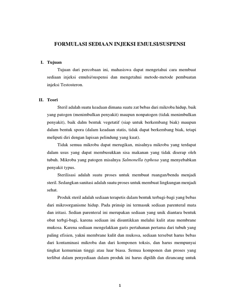 Sterilisasi Sediaan Injeksi Testosteron | PDF | Kesehatan Holistik