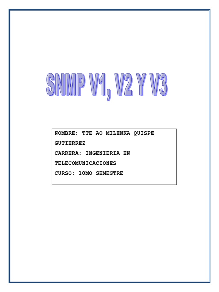 SNMP v1 v2 v3 | PDF | Estándares informáticos | Tecnologías de la ...
