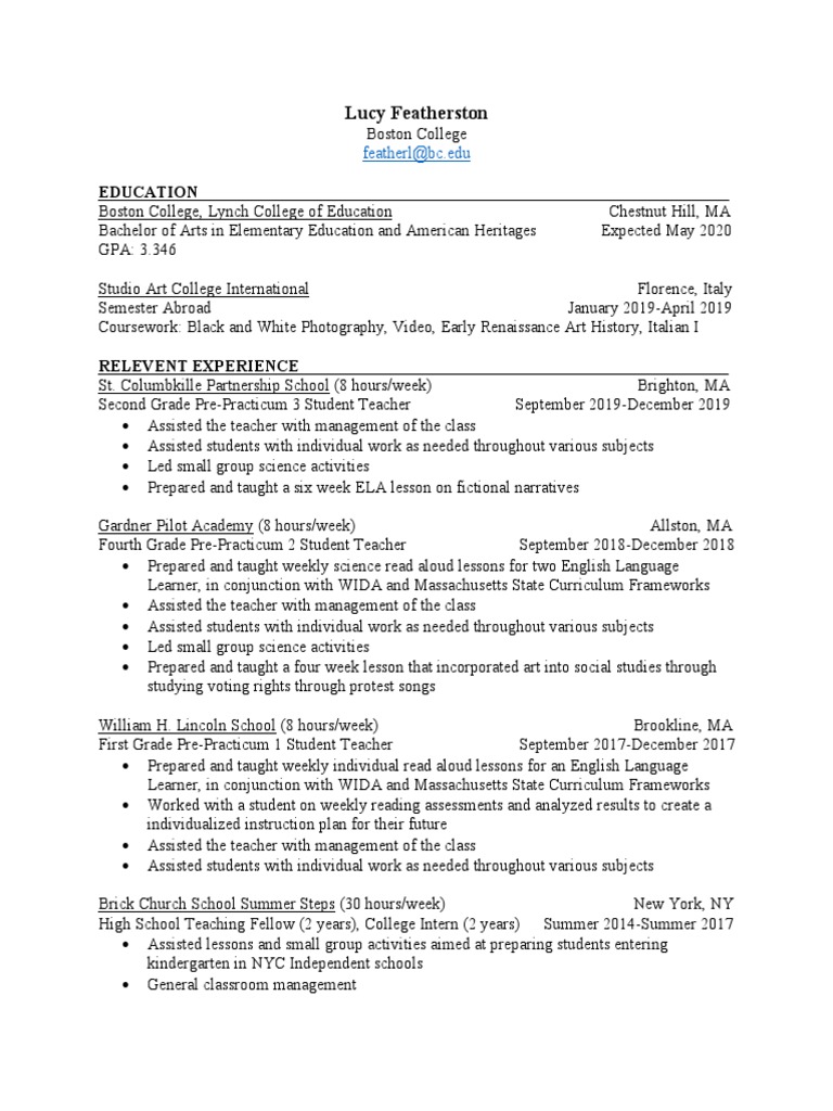 Resumedone | PDF | Teachers | Education Theory