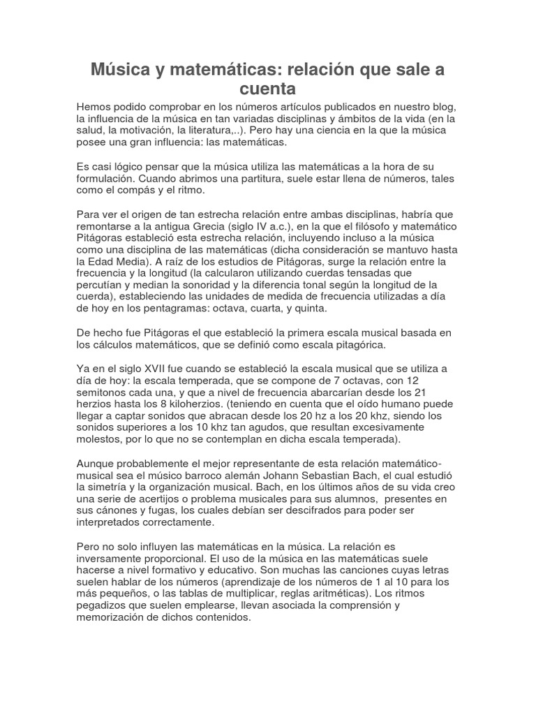 Música y Matemáticas | PDF | Aprendizaje | Ritmo