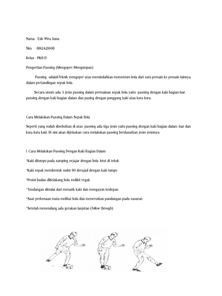 Pengertian dan Teknik Passing Sepak Bola | PDF
