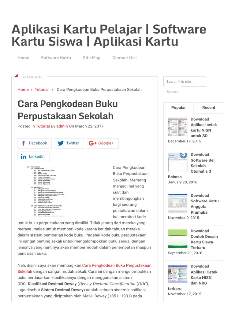 Cara Pengkodean Buku Perpustakaan Sekolah PDF | PDF