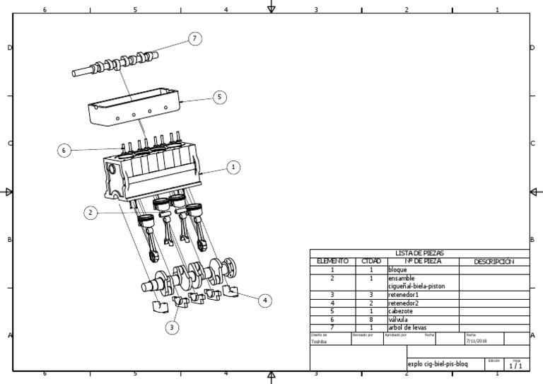 Plano Explosionado de Un Motor 4 Cilindros | PDF