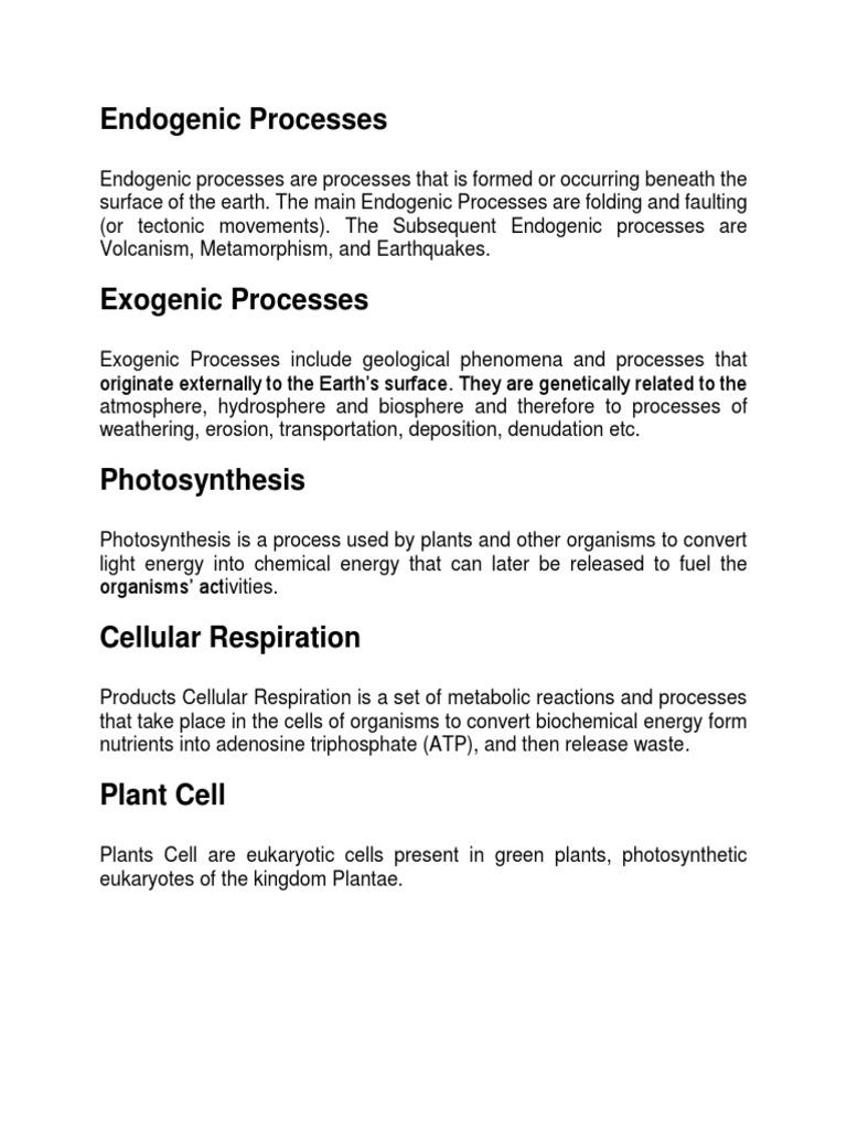 Endogenic Processes | PDF | Science & Mathematics
