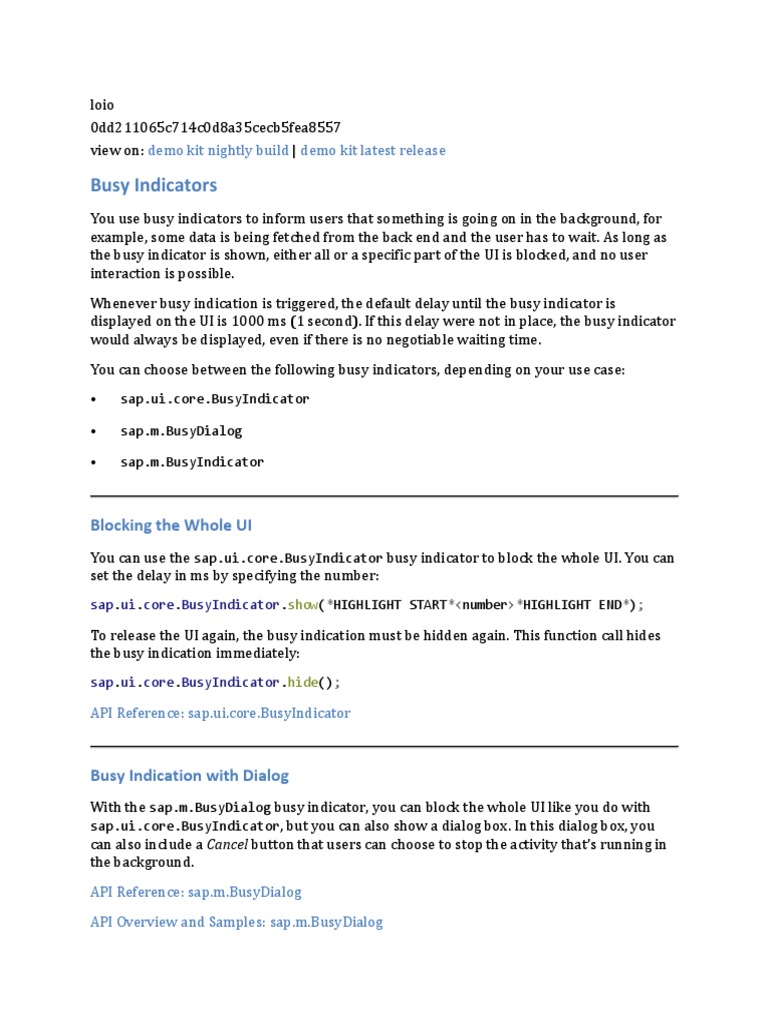 Busy Indicators 0dd2110 | PDF | User Interface | Application Programming Interface