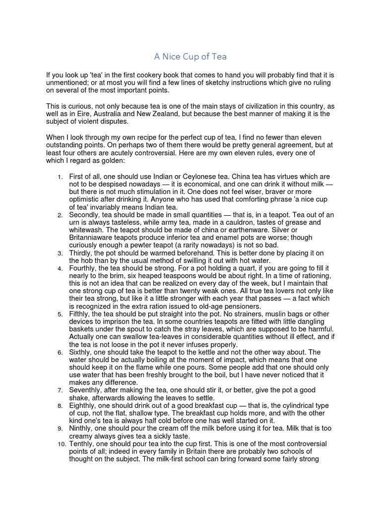 A Nice Cup of Tea | PDF | Tea | Drink