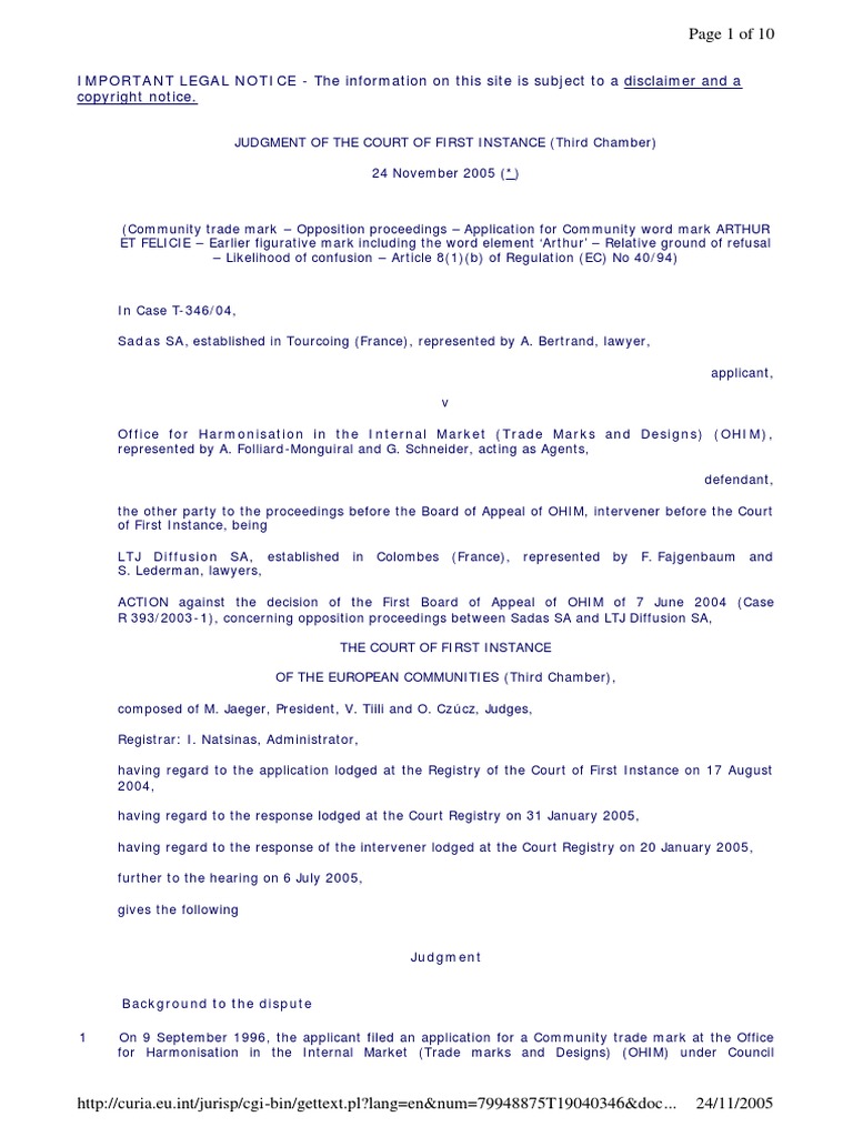 Page 1 of 10: IMPORTANT LEGAL NOTICE - The Information On This Site Is ...