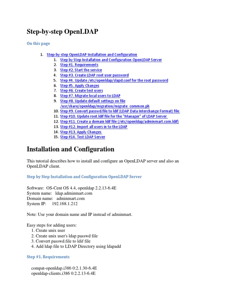 Step By Step Openldap On This Page Pdf Computer Security Security