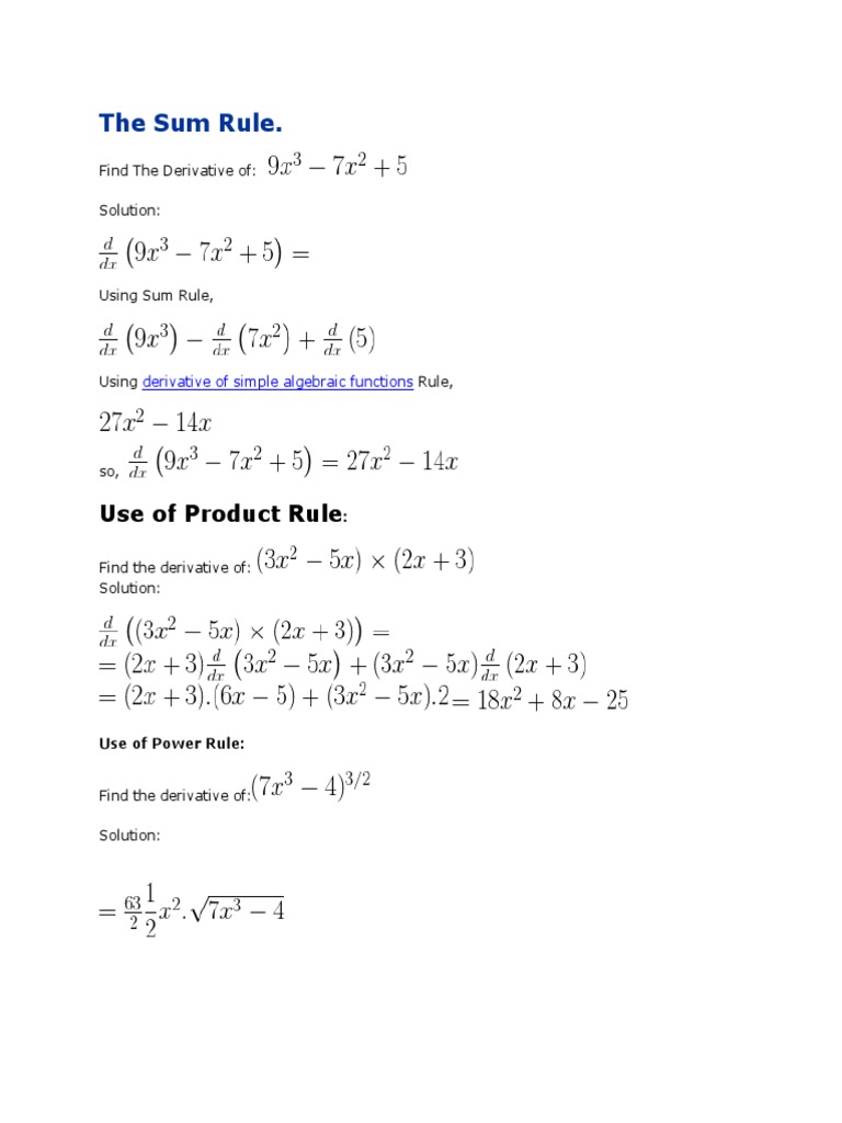 The Sum Rule.: Use of Product Rule | PDF