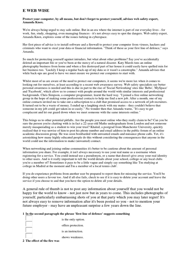 Sample Test | PDF | Hypertext Transfer Protocol | Internet