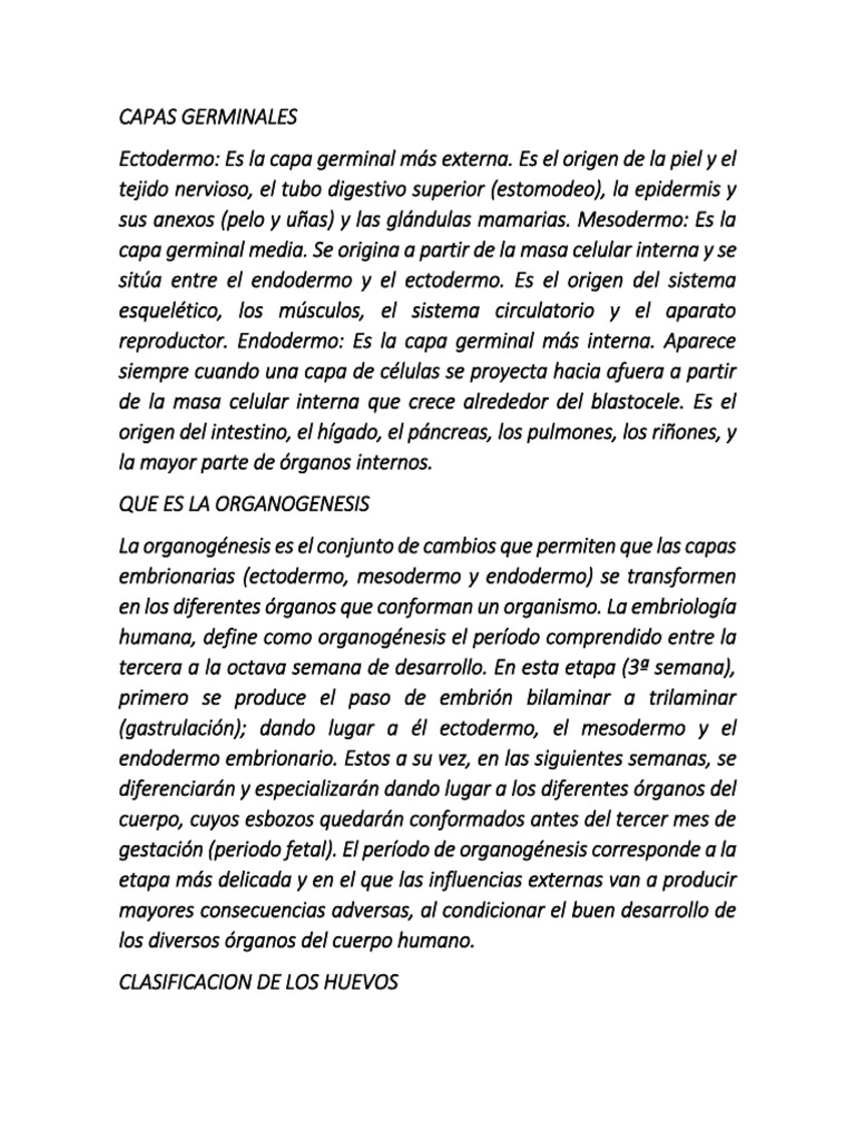 Desarrollo Embrionario y Capas Germinales | PDF | Reproducción | Organismos
