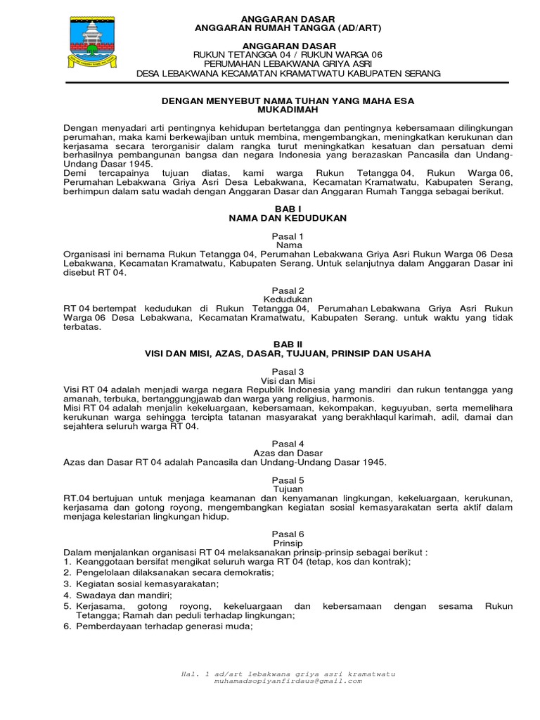 Ad Dan Art RT 04 RW 06 Perum Lebakwana Griya Asri Kramatwatu Serang ...