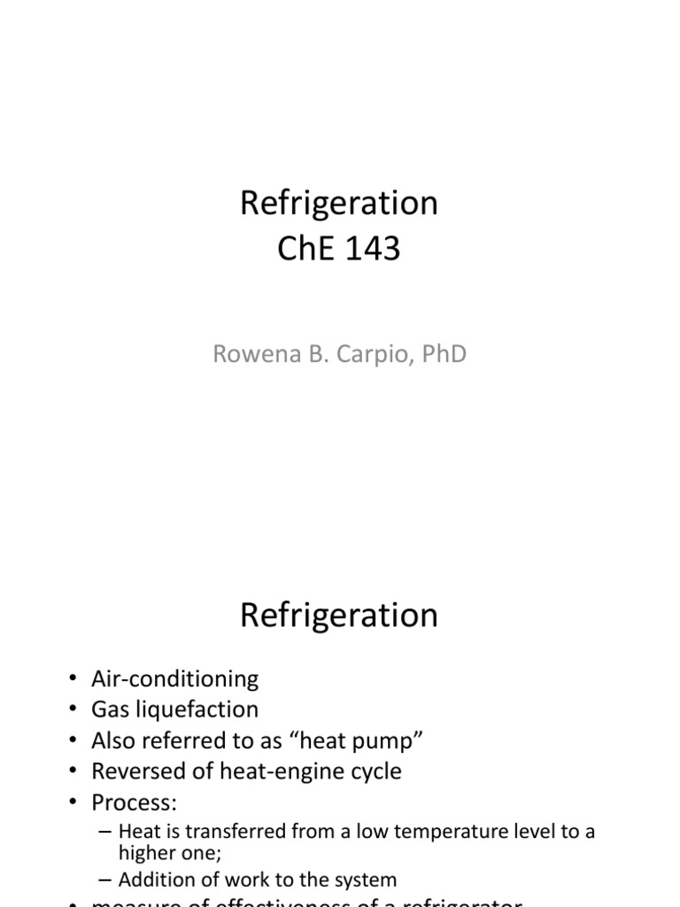 Lecture 6 Refrigeration Pdf Refrigeration Heat Pump