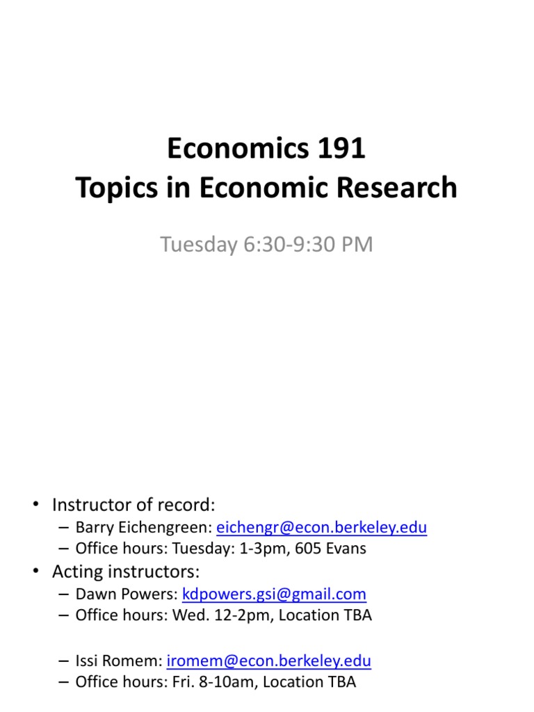 Topics in Economics Research | PDF | Lecture | Academic Publishing