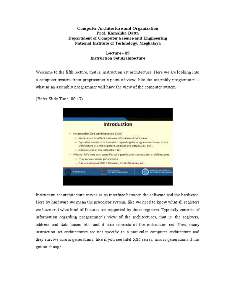 Instruction Set Architecture | PDF | Computer Architecture | Central Processing Unit