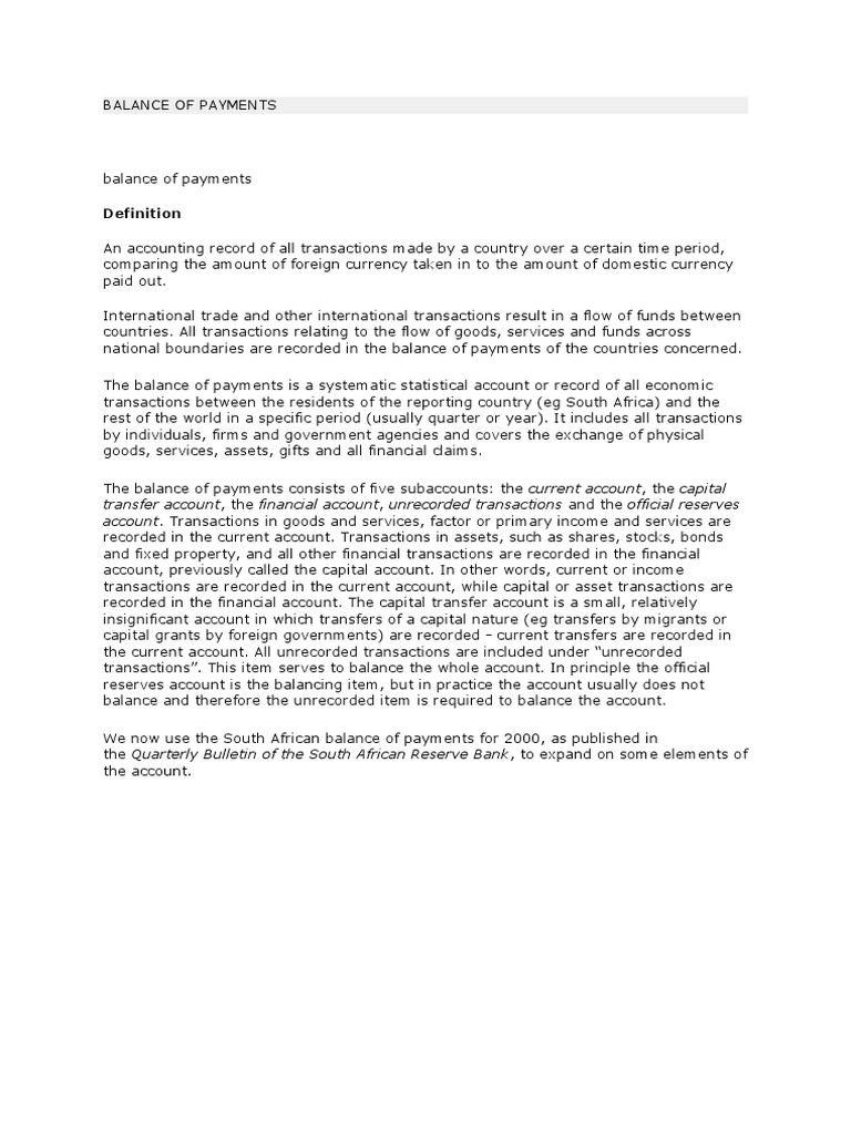 Balance of Payments | Download Free PDF | Macroeconomics | Balance Of ...