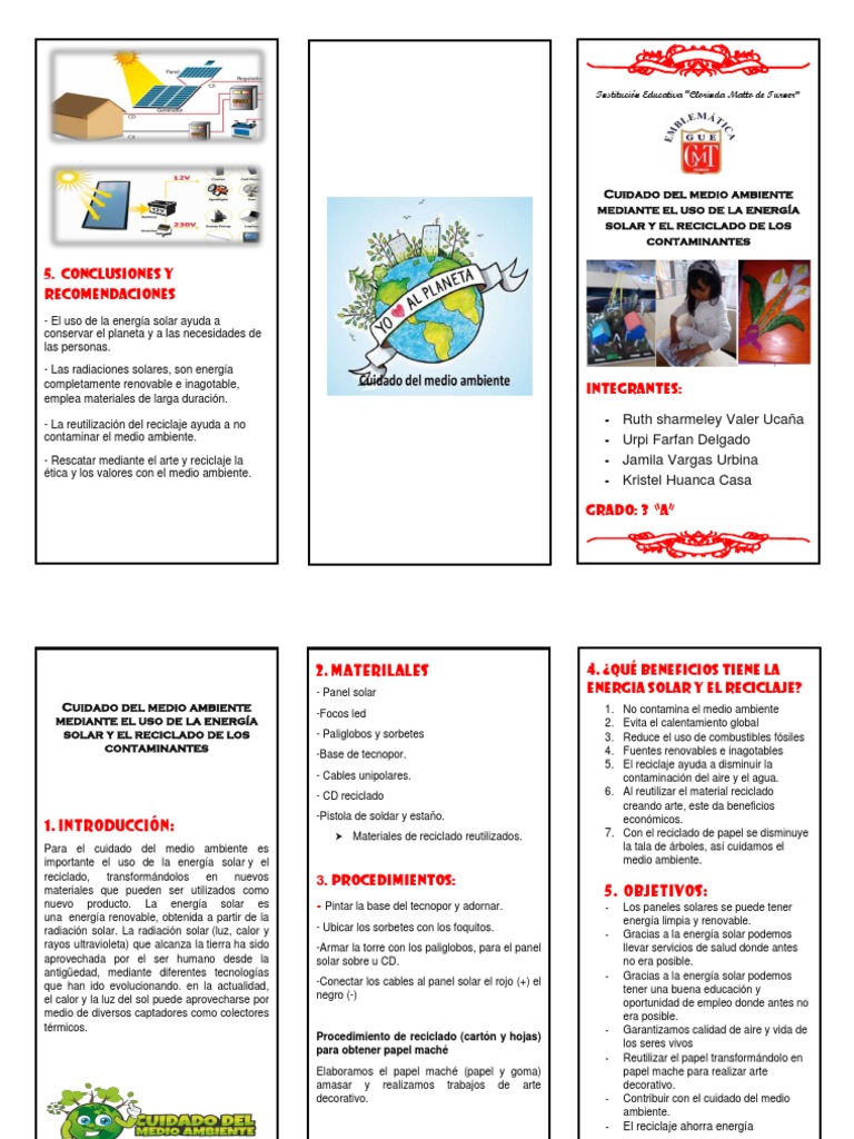 TRIPTICO de La Energia Solar | Descargar gratis PDF | Energía solar ...