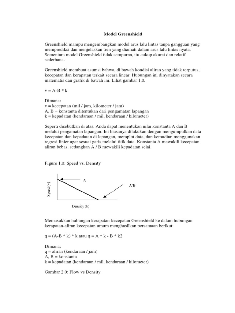 Model Greenshield | PDF | Metode & Bahan Ajar