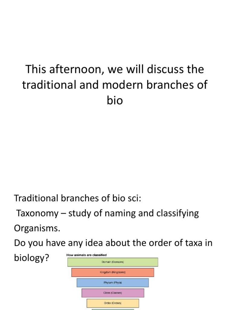 Traditional and Modern Biology Branches | PDF | Science & Mathematics