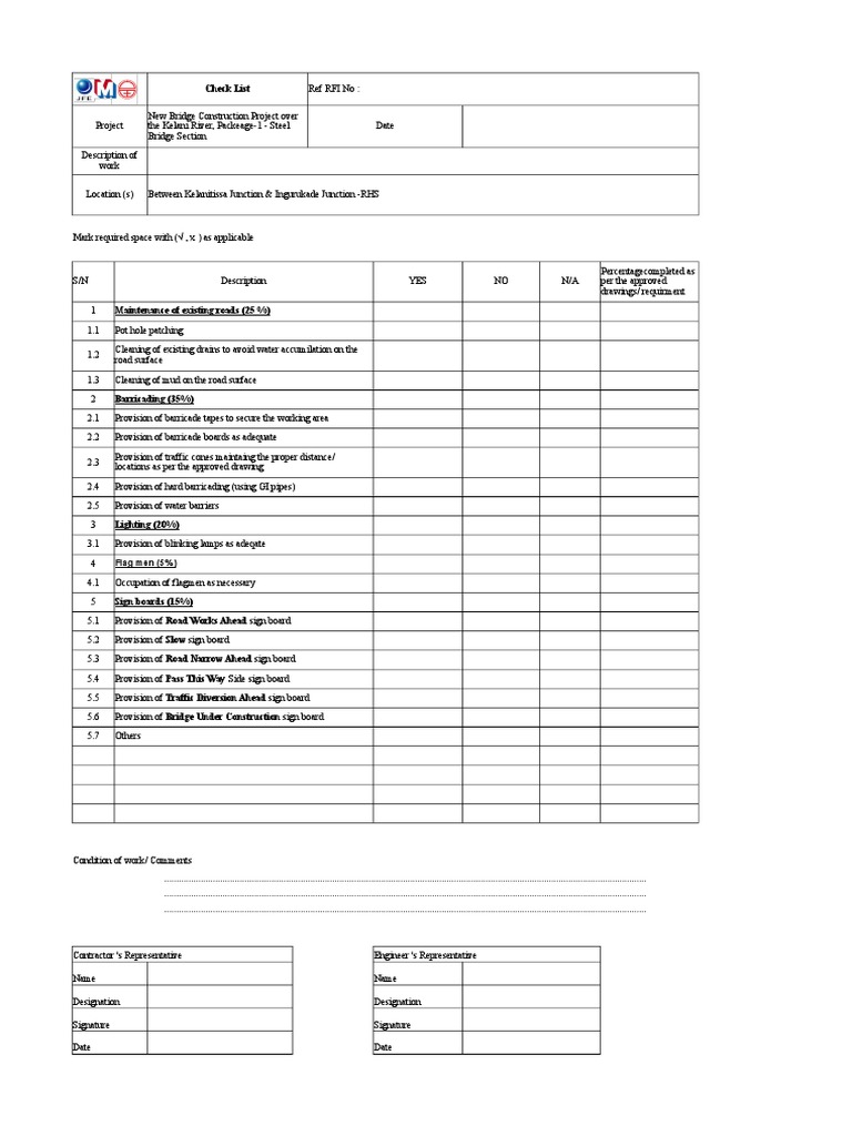 Progress Checklist for Safety Requirements on the New Bridge ...
