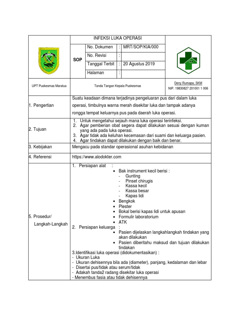 Sop Infeksi Luka Operasi | PDF