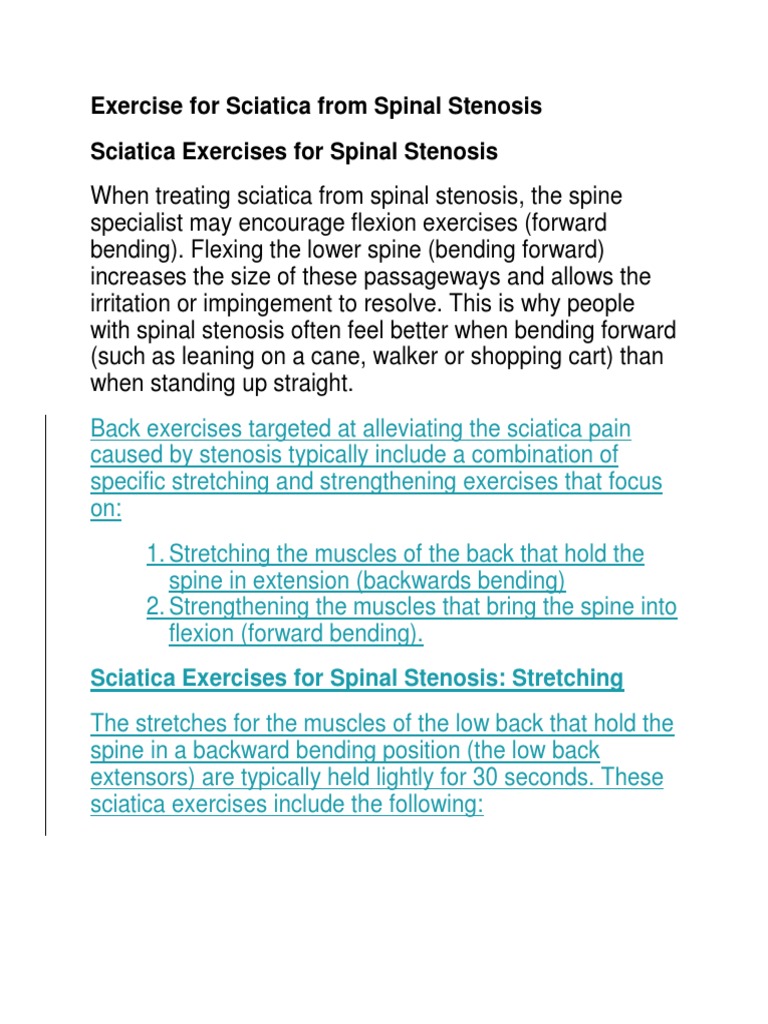 Exercises For Sciatica | PDF | Anatomical Terms Of Motion ...