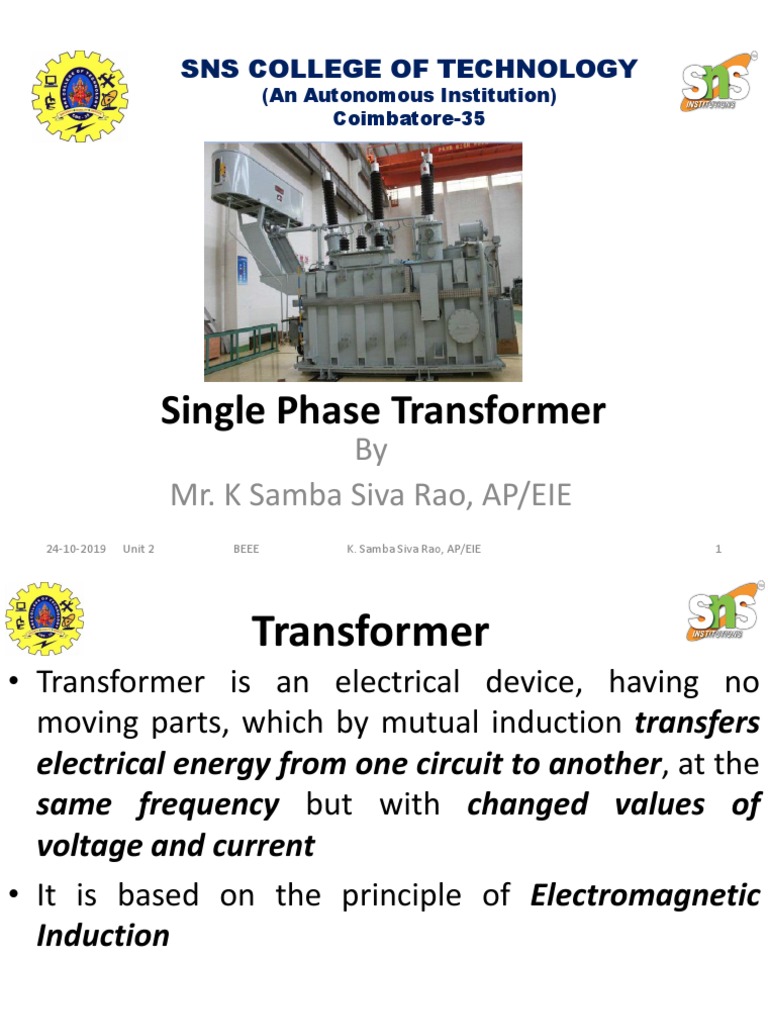 Overview of Single Phase Transformers | PDF | Transformer ...
