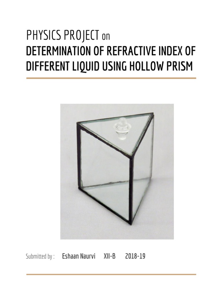 Refractive Index of Different Liquid Using Hollow Prism | PDF | Prism ...