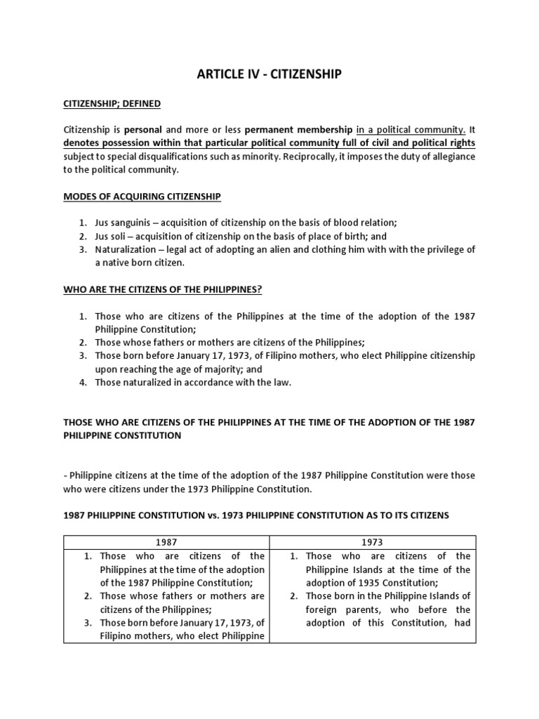 Citizenship Notes | PDF | Naturalization | Citizenship