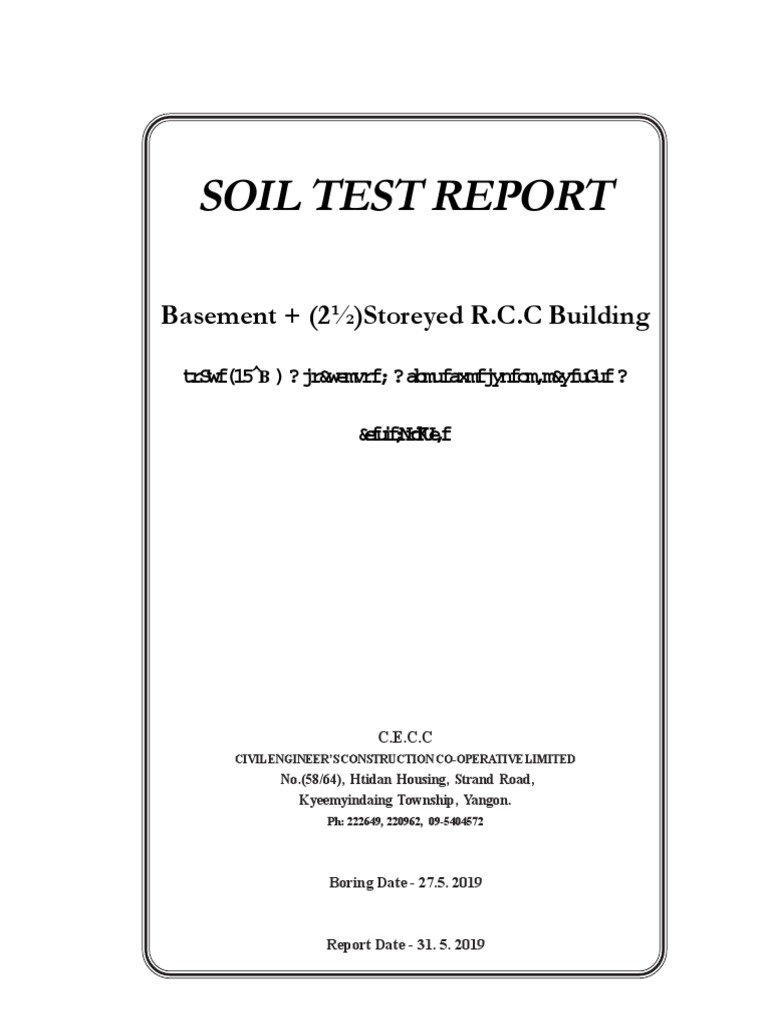 Soil Test Report: Basement + (2 ) Storeyed R.C.C Building | PDF ...