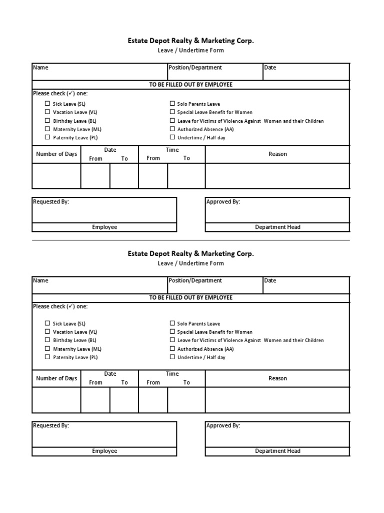 Leave Undertime Form | PDF