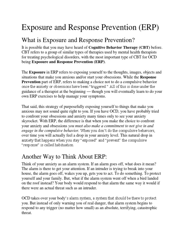 Understanding Exposure Response Prevention | PDF | Obsessive–Compulsive ...