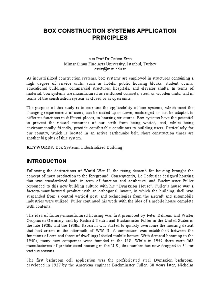 Box Construction Systems Overview | PDF | Modularity | Green Building
