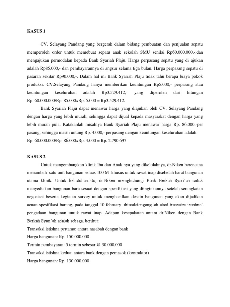 Contoh Kasus Akad Istishna dan Jurnalnya | PDF