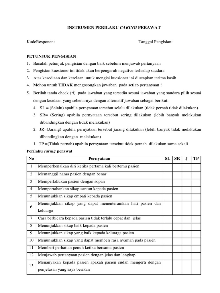 Instrumen Perilaku Caring Perawat | PDF
