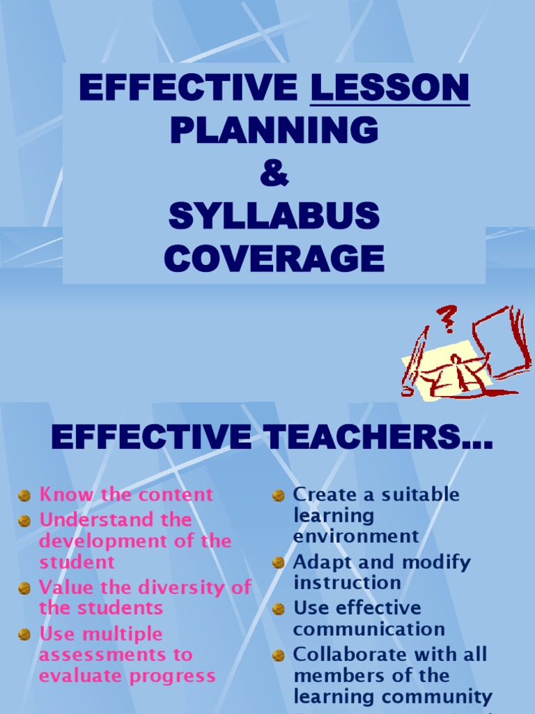 Effective Lesson Planning & Syllabus Coverage | PDF | Lesson Plan | Goal
