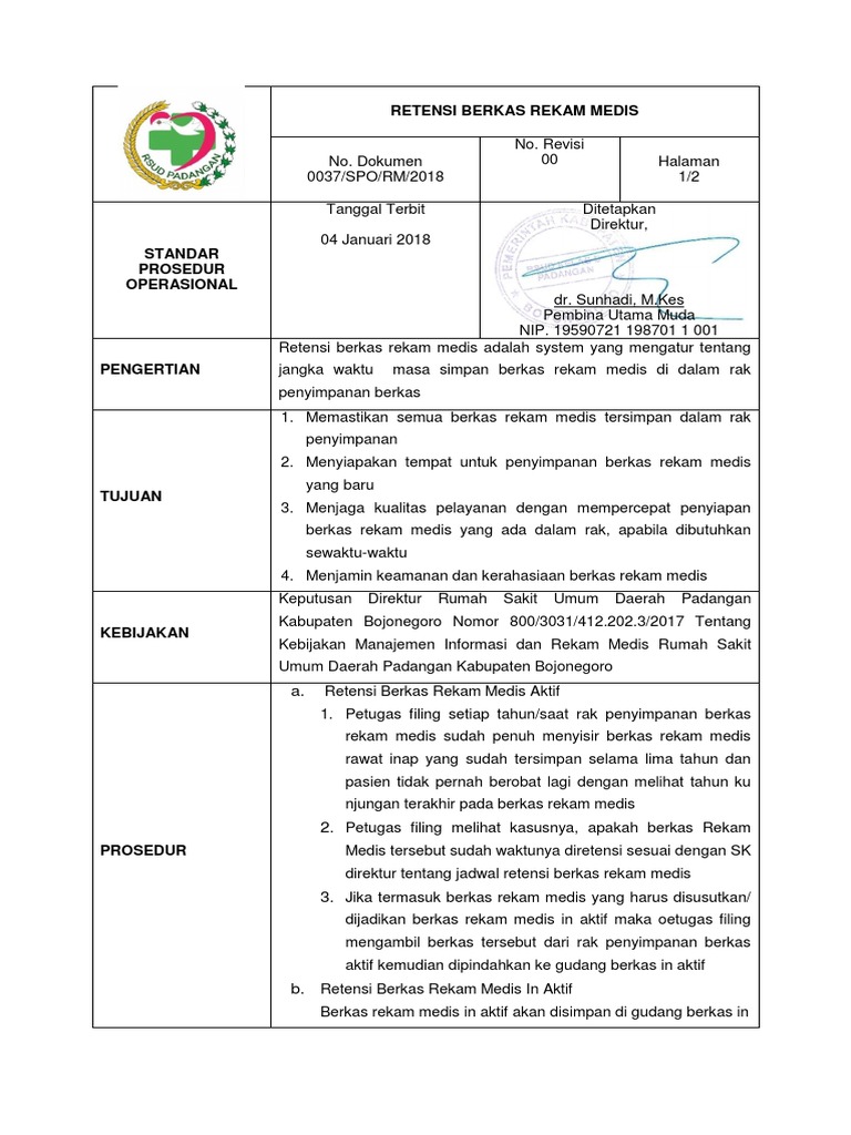 Spo Retensi Berkas Rekam Medis | PDF