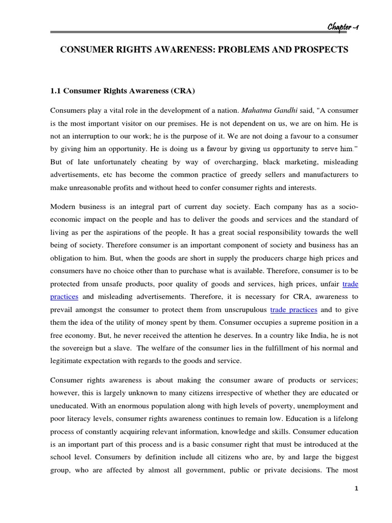 An Overview of Consumer Rights in India: Problems, Prospects, and the ...