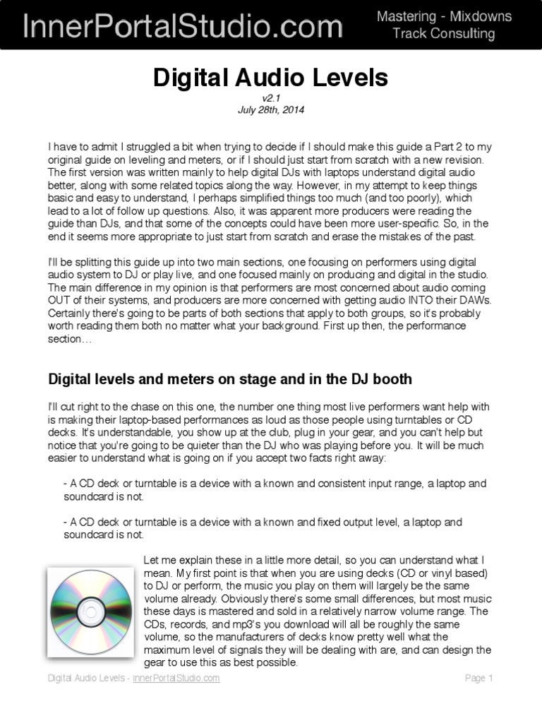 Digital Audio Levels!: Digital Levels and Meters On Stage and in The DJ ...
