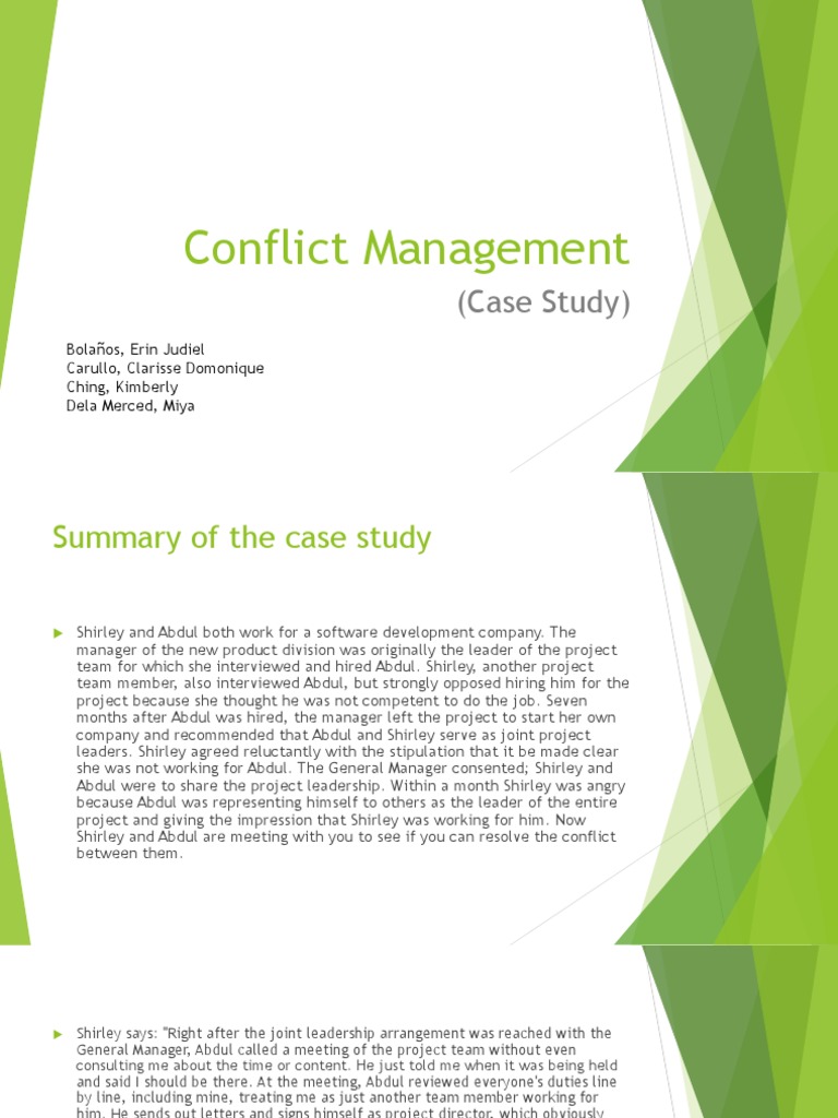 Conflict Resolution Case Study: Abdul & Shirley | PDF