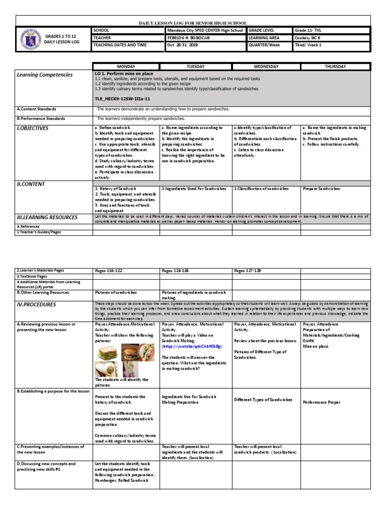 Week 1 Sandwiches | PDF | Educational Assessment | Learning