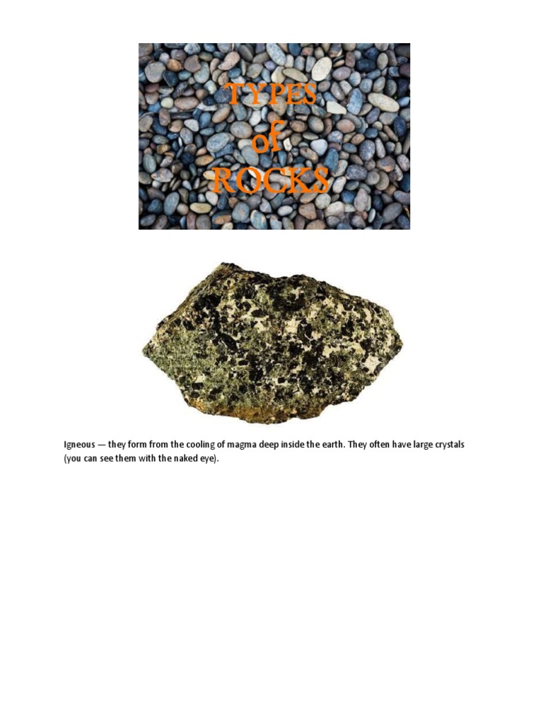Types of Rocks: Igneous, Metamorphic, Sedimentary | PDF